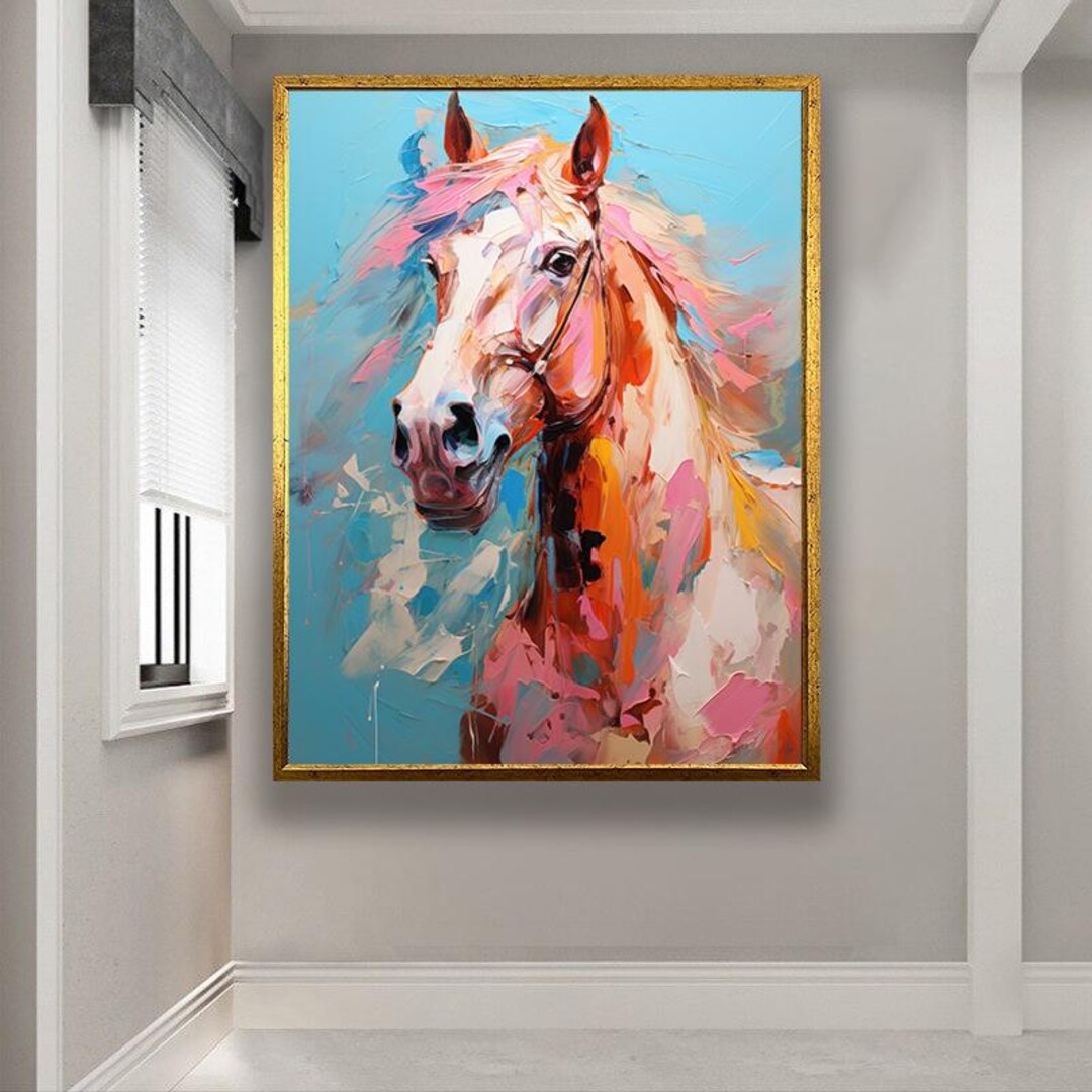 Colorful Abstract Horse Canvas Wall Art, Vibrant Equine Portrait Print ...