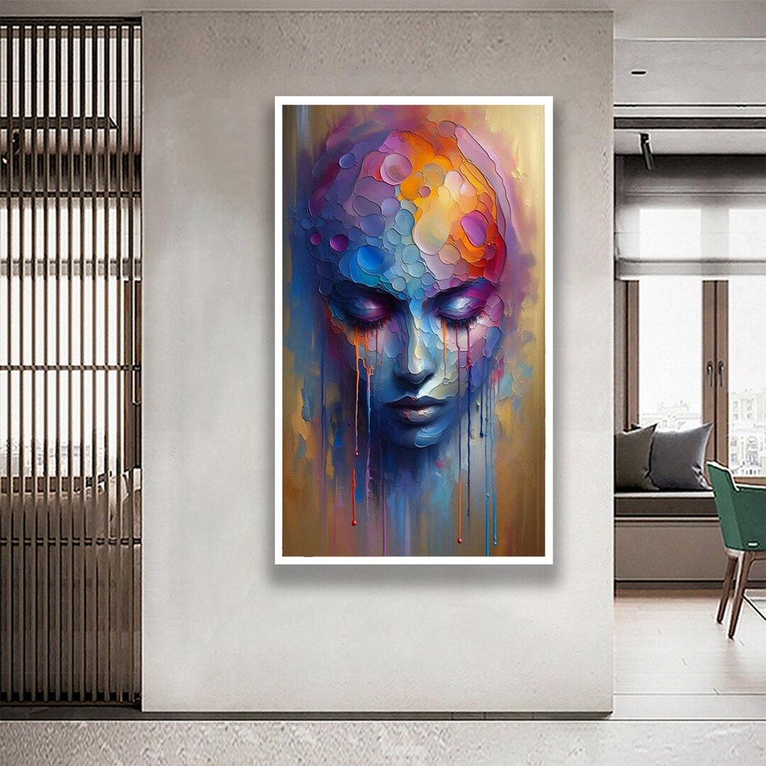 Colorful Abstract Face Canvas Art, Vibrant Face Print - Etsy