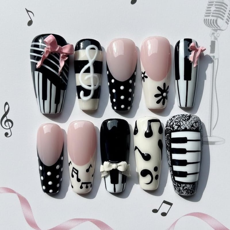 Piano Music Note Nails - Etsy
