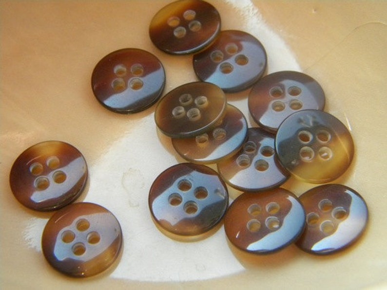12 Brown Plastic Buttons. 4 Hole Design. Buttons for Sewing or - Etsy ...