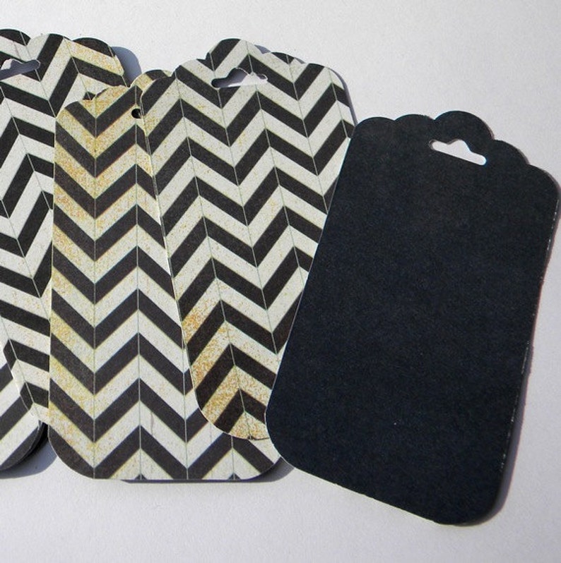 13 Large Paper Tags - Chevron Gift Tags - Scrapbook Supplies - Favor ...