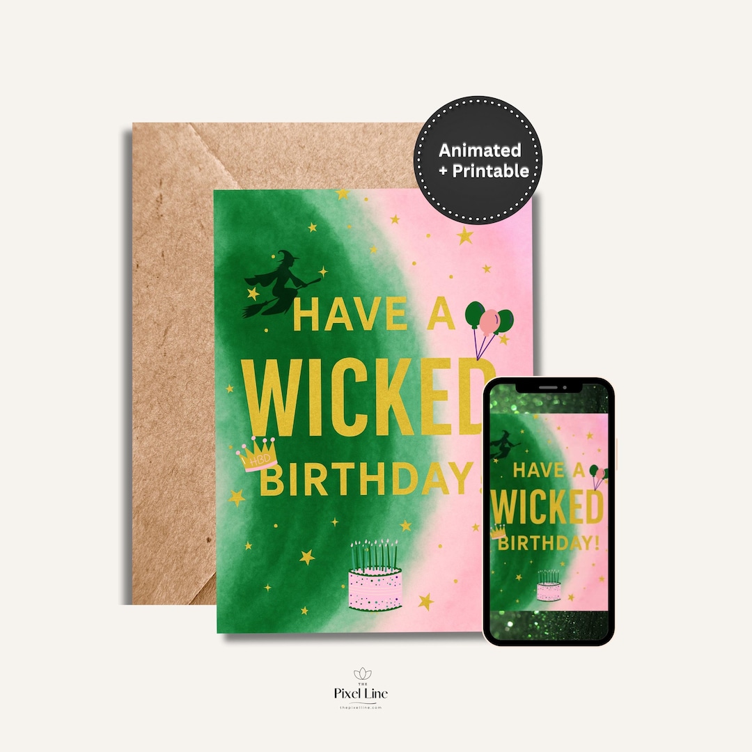 Wicked Inspired Birthday Card | Printable + MP4 E-card - Etsy