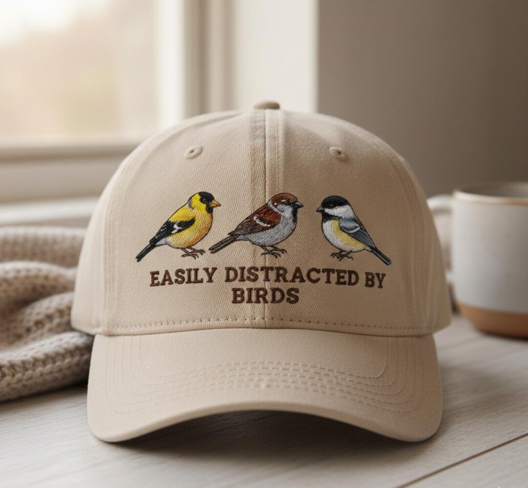 Custom Easily Distracted by Birds Dad Hat – Funny Bird Lover Cap ...