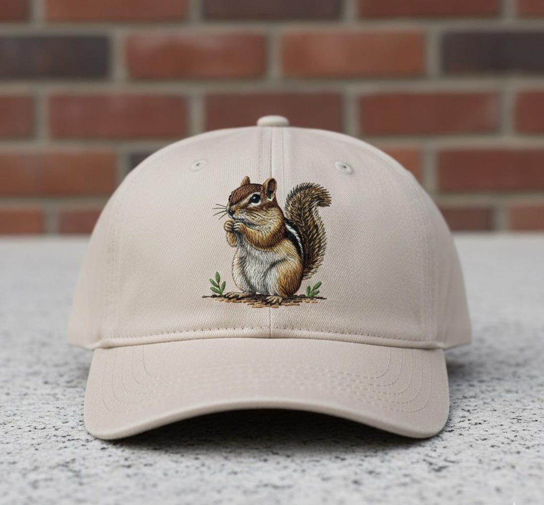 Custom Chipmunk Embroidered Dad Hat, Minimal Woodland Animal Baseball ...