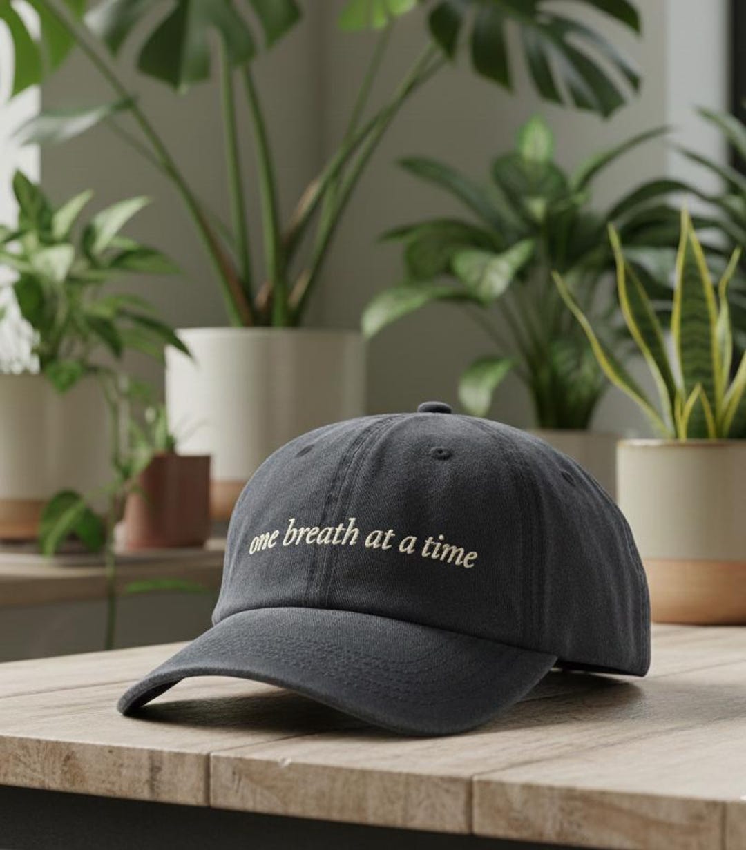 Custom One Breath at A Time Embroidered Dad Hat, Vintage Washed Quote ...