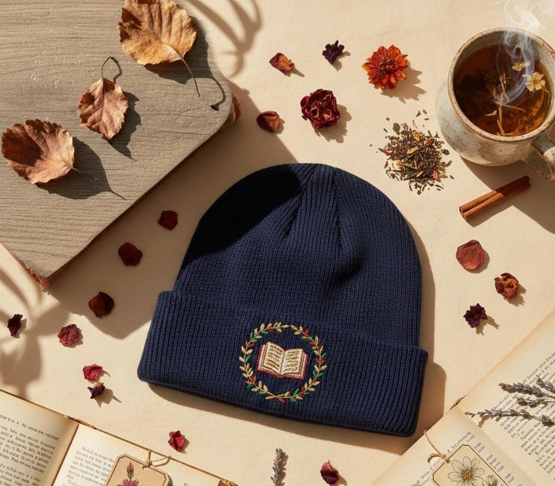 Custom Laurel Book Embroidered Beanie · Cozy Reader Knit Hat Gift for ...