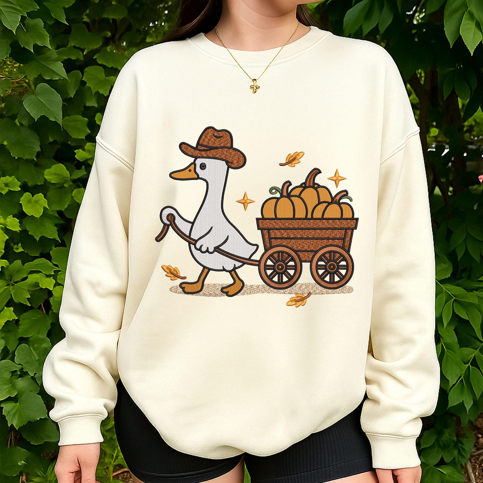 Goose With Pumpkins Embroidery Design, Fall Harvest Machine Embroidery ...