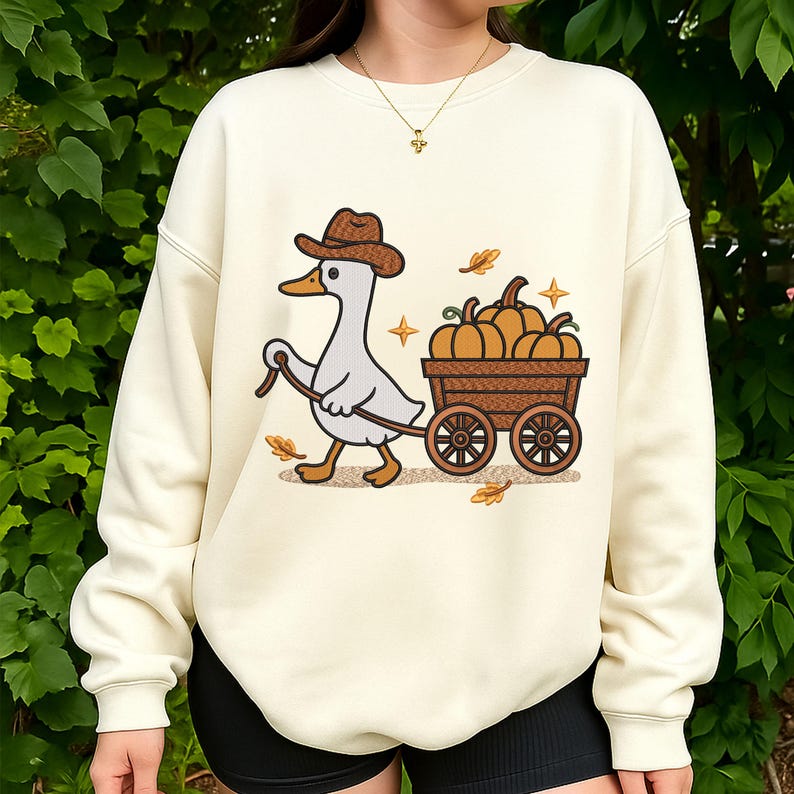 Goose With Pumpkins Embroidery Design, Fall Harvest Machine Embroidery ...