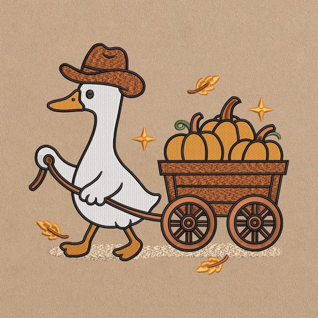 Goose With Pumpkins Embroidery Design, Fall Harvest Machine Embroidery ...