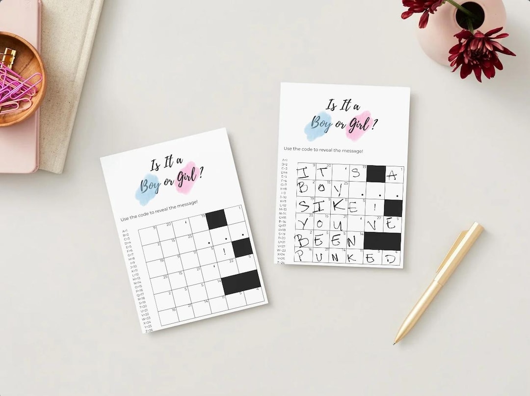 Funny Gender Reveal Prank Puzzle — Decode the Message Game, Hilarious ...
