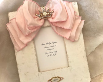 Personalized Hand Painted Frame in Shabby Pink With Burlap - Etsy