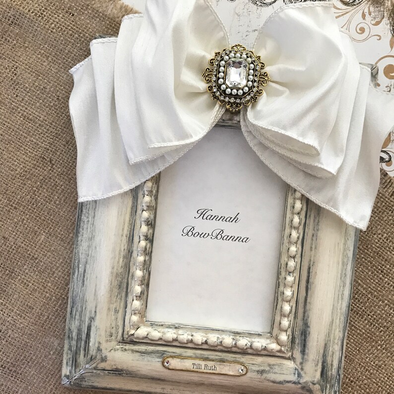 Picture Frame Jeweled Bow Personalize White Wedding Portrait - Etsy