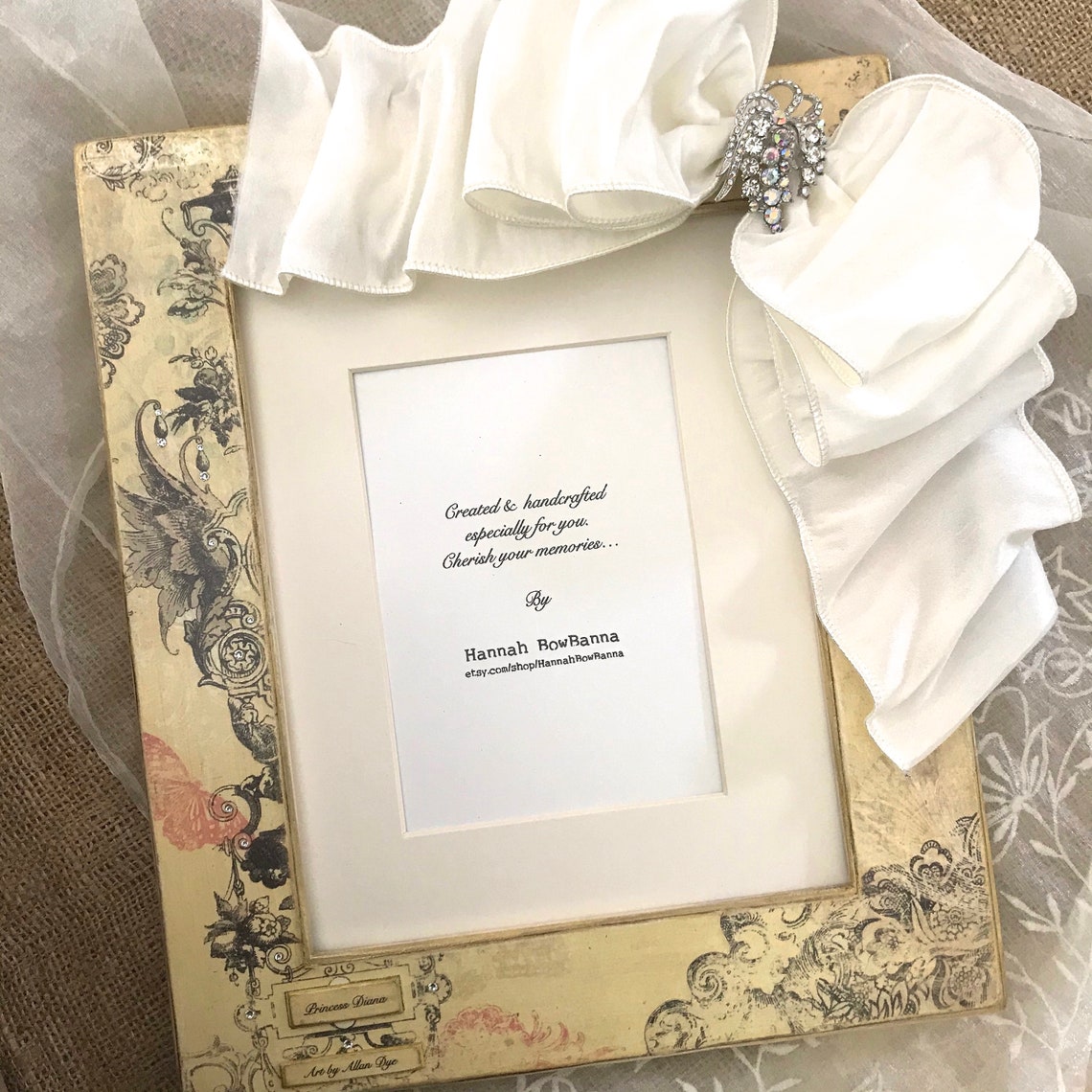 Wedding Frame 8x10 Silky Bow Jewel Crystal Pearl Personalize | Etsy