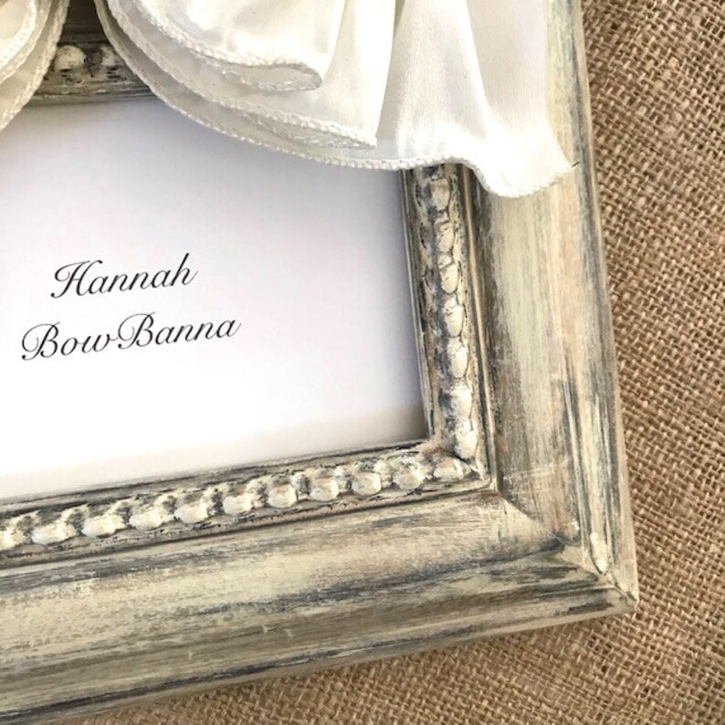 Wedding Picture Frame White Wash Bow Jewel Personalize | Etsy