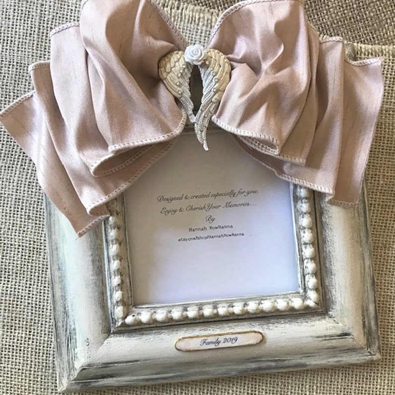 Photo Frame Baby Angel Wings Bow Jewel Pink Blue Newborn | Etsy