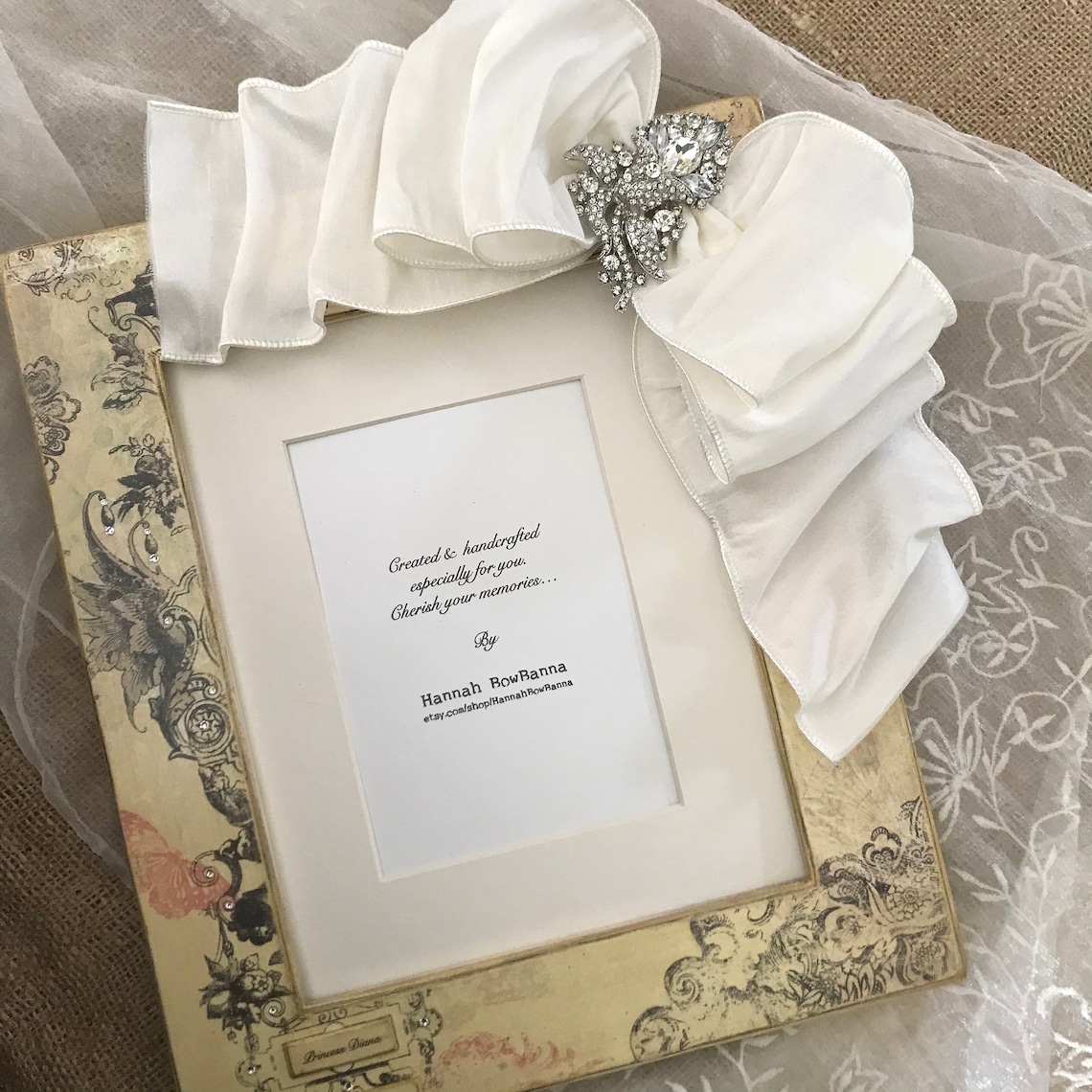 Wedding Frame 8x10 Silky Bow Jewel Crystal Pearl Personalize - Etsy