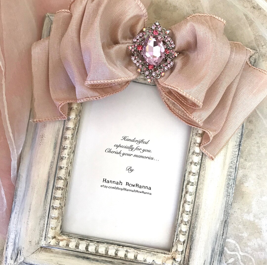 Photo Frame Jewel Bow Blush Wedding Portrait Bride Baby Girl Pink ...