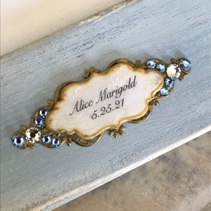 Baby Photo Frame Religious Blue Pink White Rustic Wood Bow Gift Idea ...