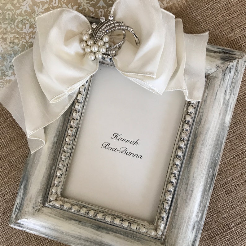 Picture Frame Jeweled Bow Personalize White Wedding Portrait - Etsy