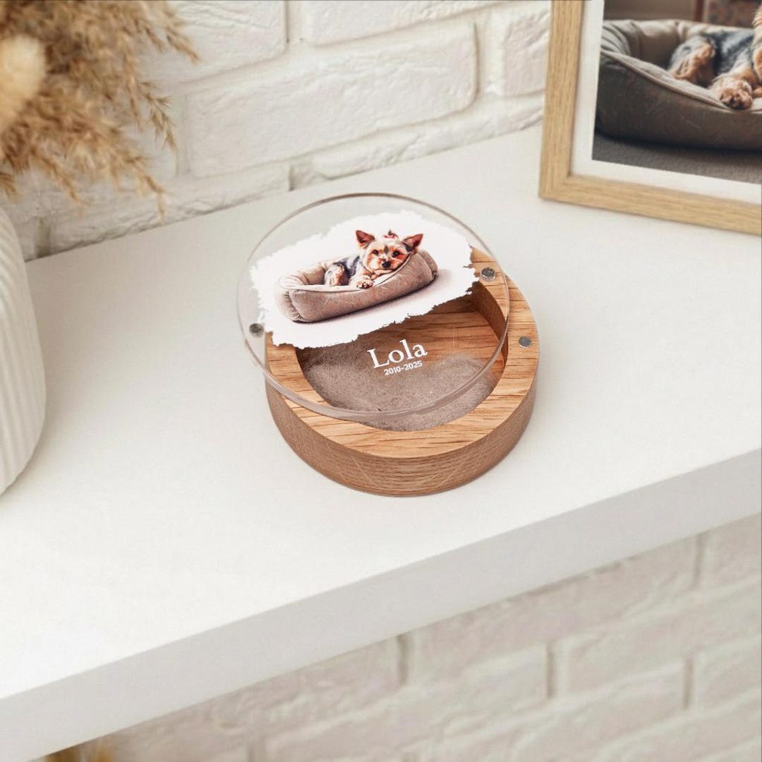 Pet Memorial Dog Hair Keepsake Box Custom With Photo Cat Fur Keepsake ...