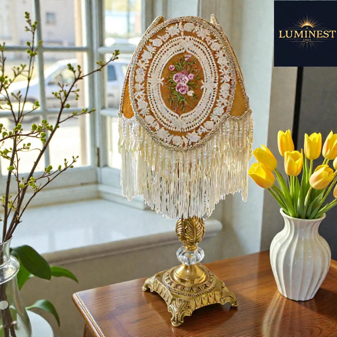 Handmade Lampshade – Vintage Lace Lamp Shade With Fringe for Cozy Home ...