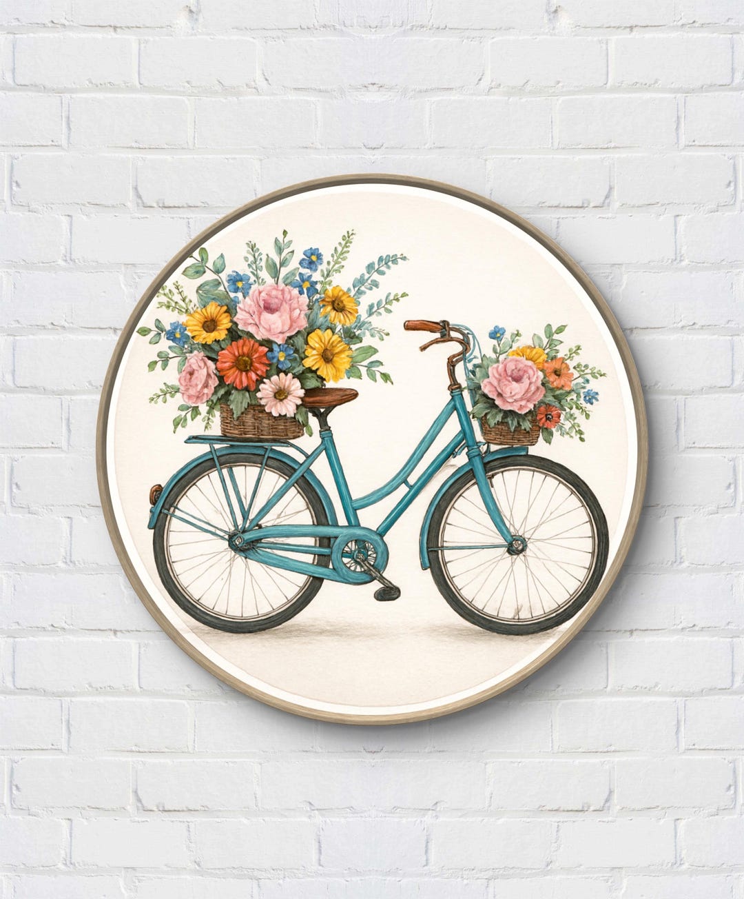 Floral Bike Cross Stitch Pattern: Blue Bicycle Embroidery PDF (digital ...