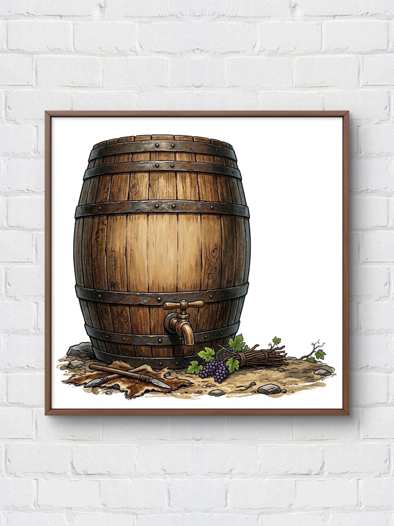 Wine Barrel Cross Stitch Pattern, Grapes Tapestry PDF, Rustic Punch ...