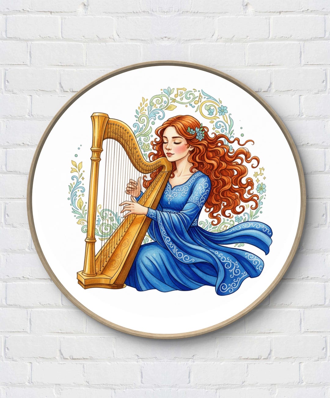 Lady Playing Harp Cross Stitch Pattern – Harm Maiden Musical Embroidery ...