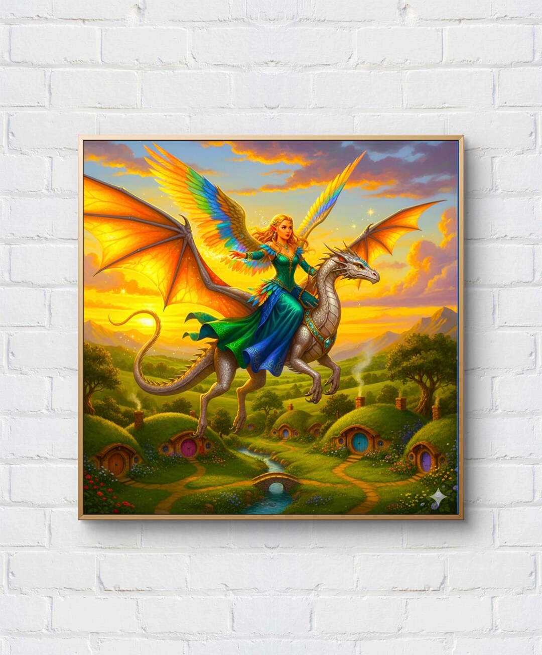 Elf Lady Flying Above Hobbit Town Cross Stitch Pattern: Fantasy ...