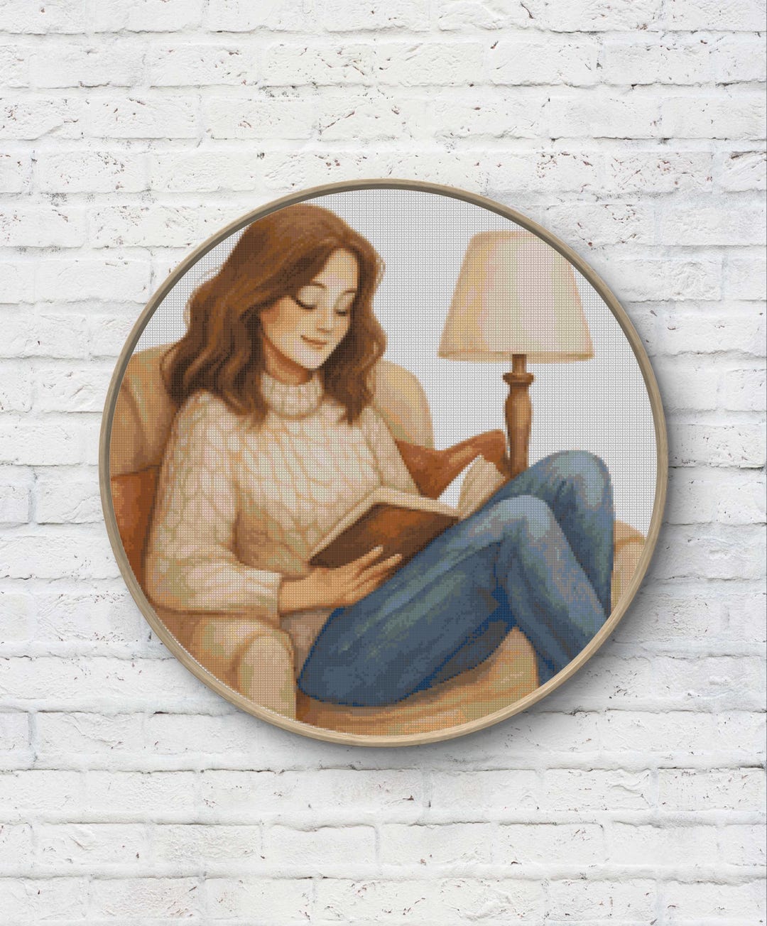 Cozy Reading Nook Cross Stitch Pattern : Modern Embroidery Design ...