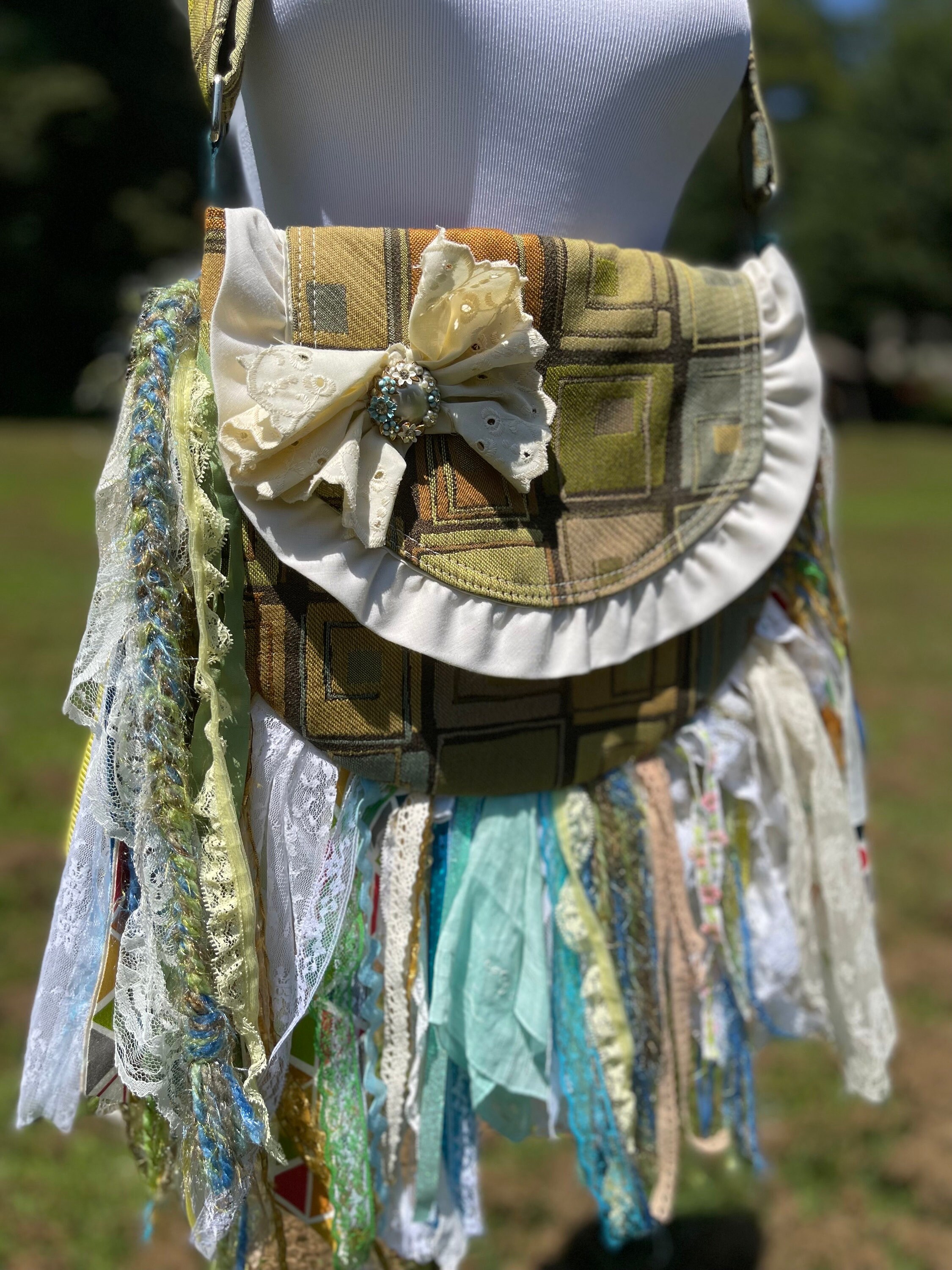 Pastel Vintage Ruffle Fringe Purse, Boho Chic Embellished Purse - Etsy