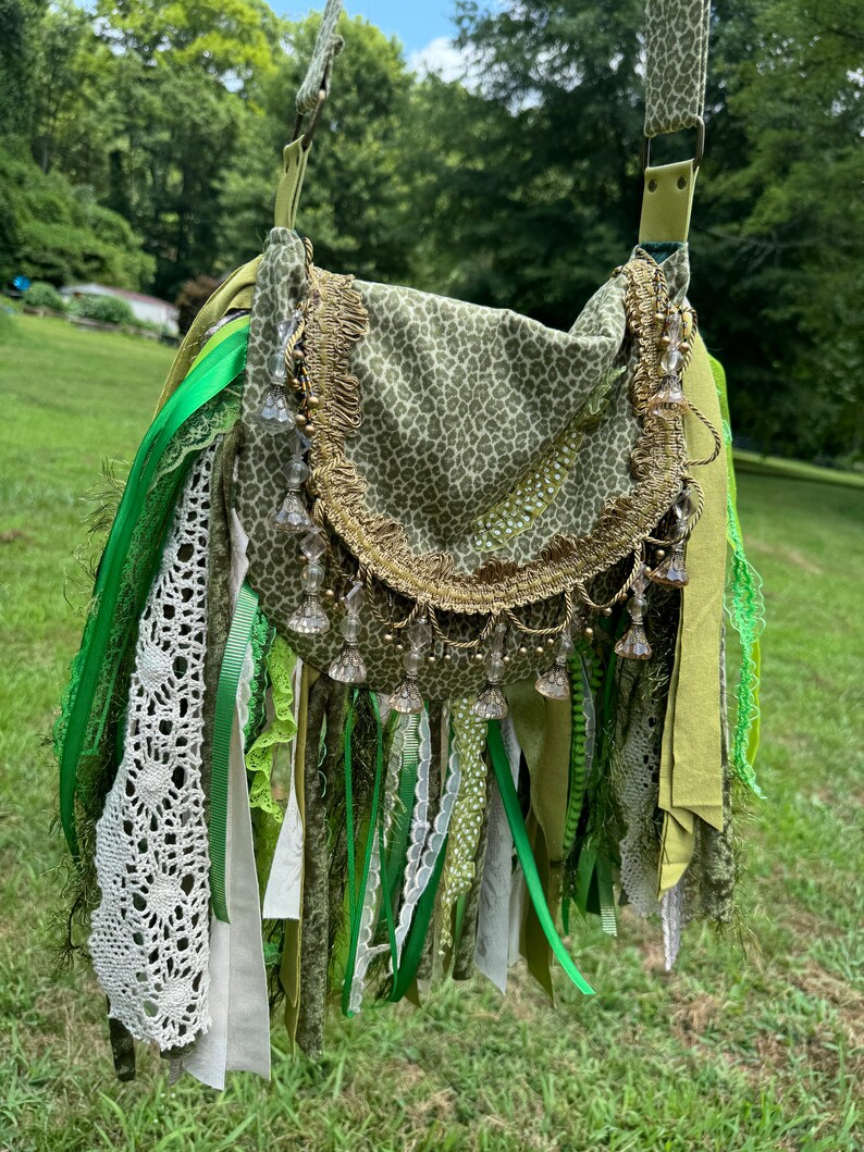 Embellished Earthy Lace Fringe Purse - Boho Handbag, Hippie Style With ...