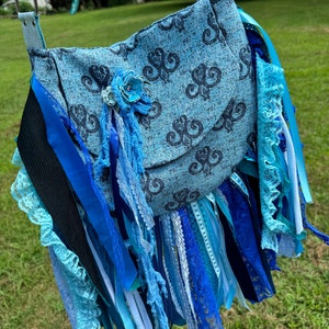 Embellished Blue Lace Fringe Purse - Boho Handbag, Hippie Style With a ...