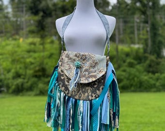 Embellished Earthy Lace Fringe Purse - Boho Handbag, Hippie Style With ...