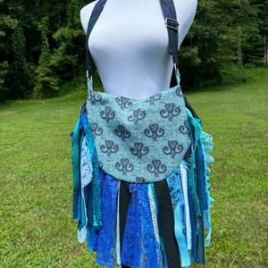 Embellished Blue Lace Fringe Purse - Boho Handbag, Hippie Style With a ...
