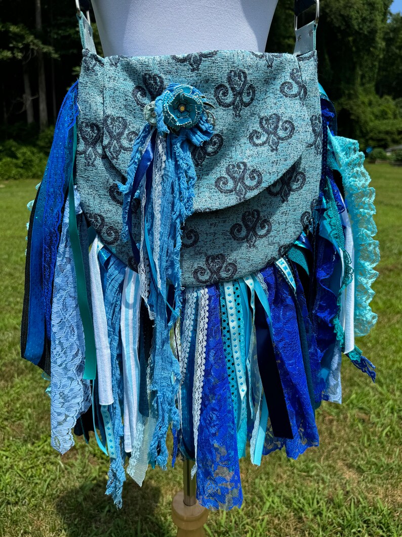 Embellished Blue Lace Fringe Purse - Boho Handbag, Hippie Style With a ...