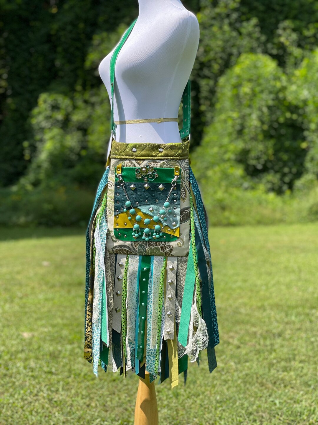 Teal and Green Festival Fringe Bag, Ultimate Boho Style Shoulder Bag ...