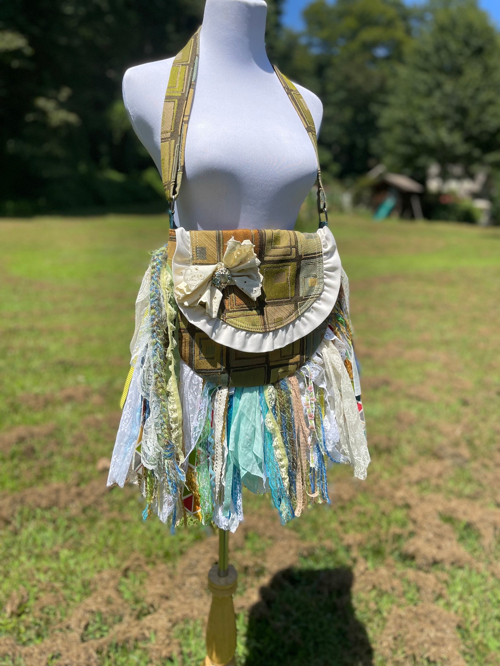Pastel Vintage Ruffle Fringe Purse, Boho Chic Embellished Purse - Etsy