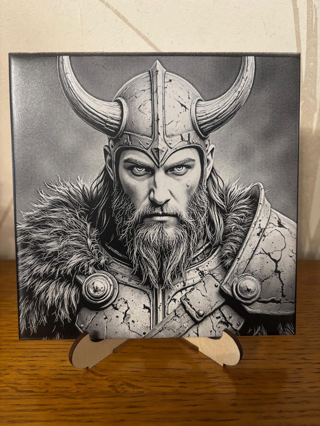 Viking Warrior Engraved on Tiles - Etsy