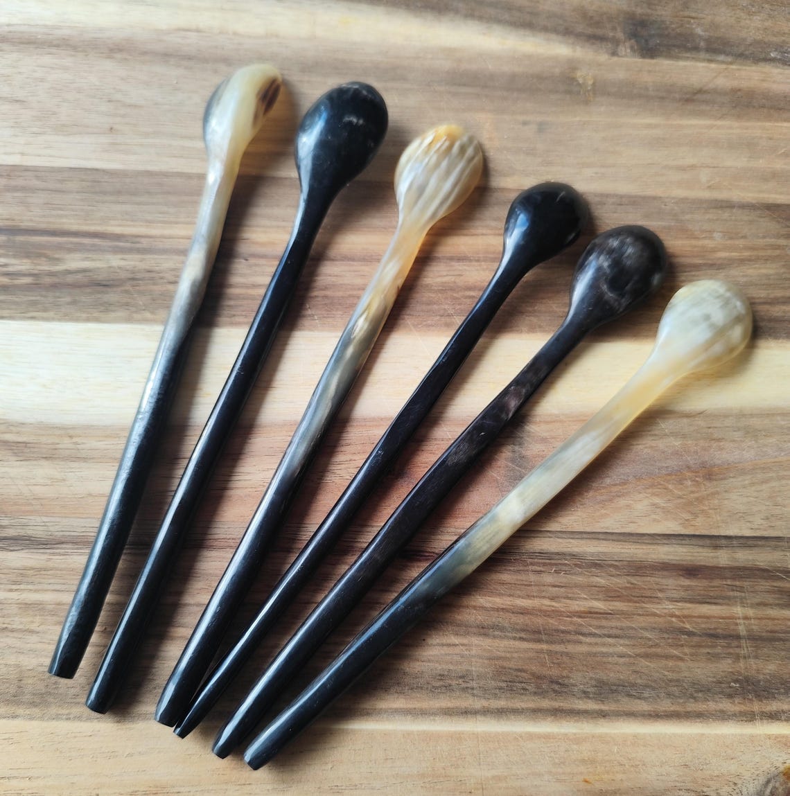 Lots of 6 Small Mazagran Spoons, Handmade in Madagascar Zebu Horn - Etsy