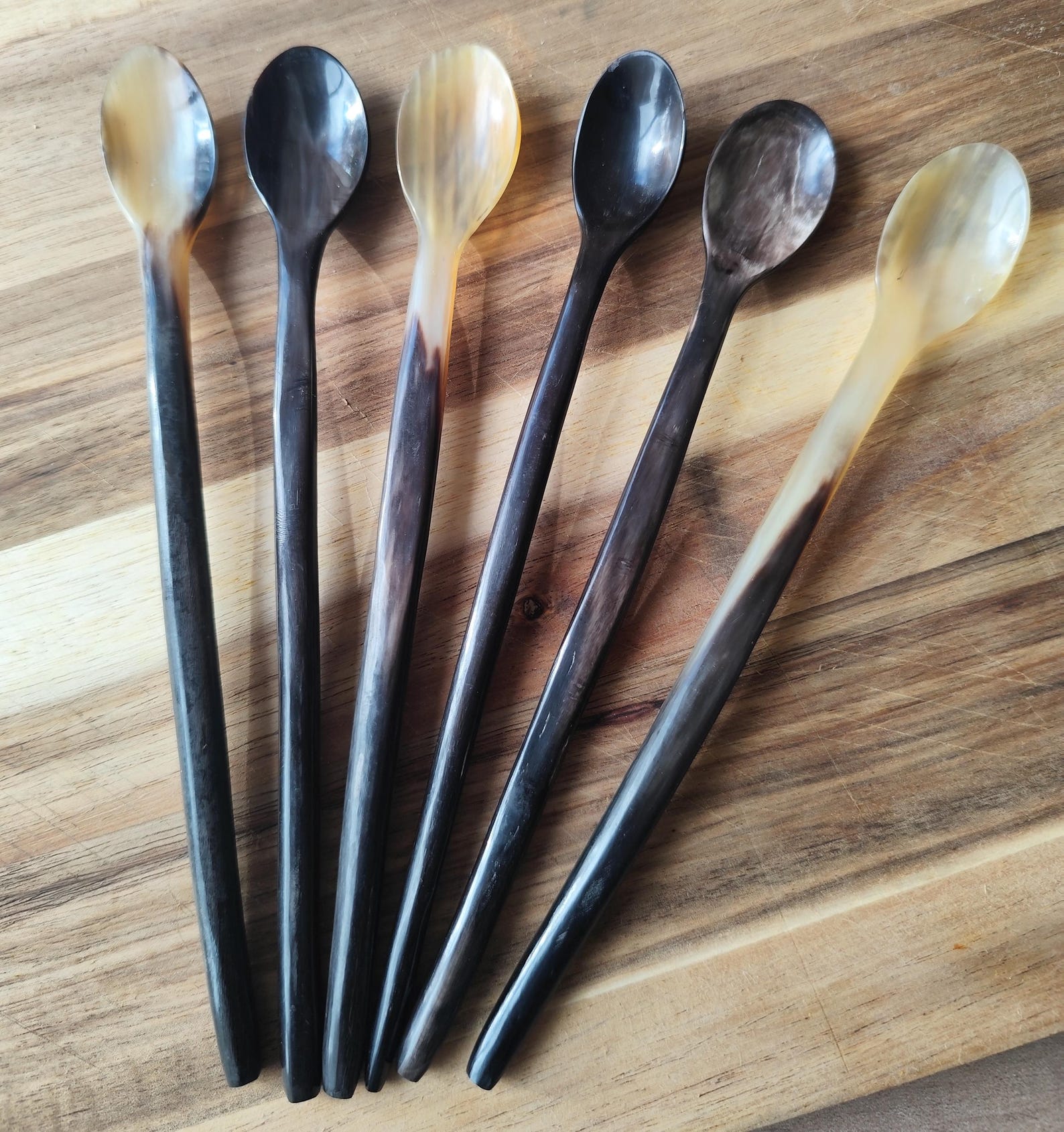 Lots of 6 Small Mazagran Spoons, Handmade in Madagascar Zebu Horn - Etsy