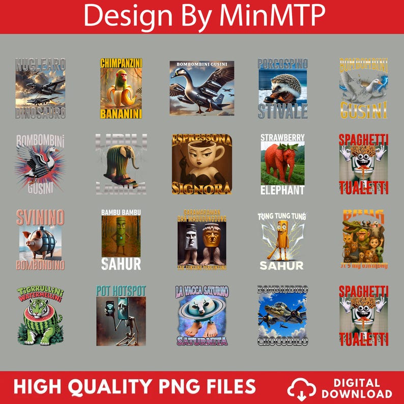Brainrot Christmas PNG Bundle, Funny Meme Holiday Characters Png, Santa ...