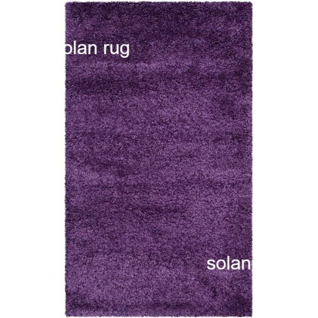 Solid Purple Shag Rug, Modern Plain Plush Carpet, Soft Fluffy Area Rug ...