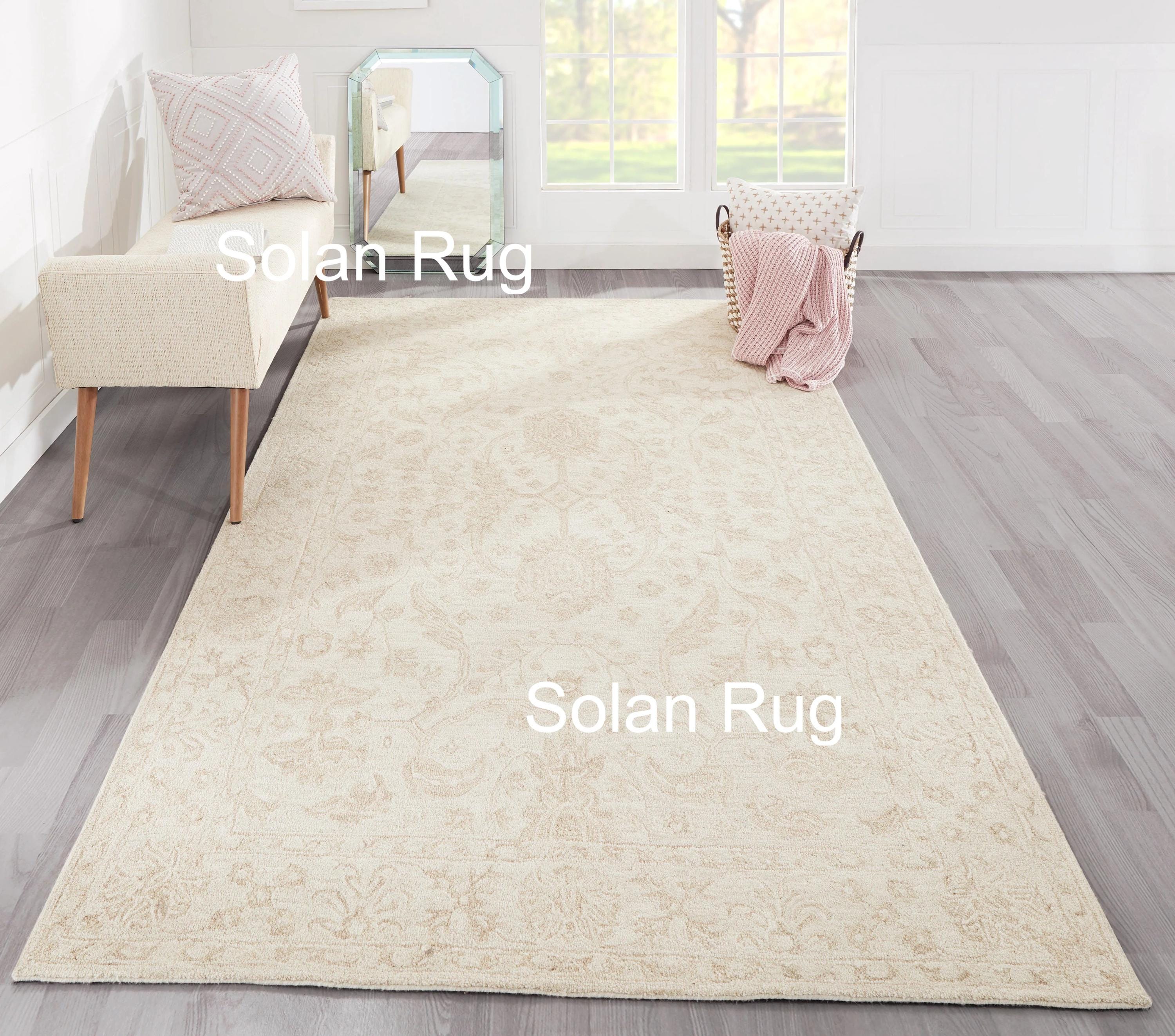 Cream and Beige Area Rug, Embossed Floral Wool Rug, Neutral Boho Living ...
