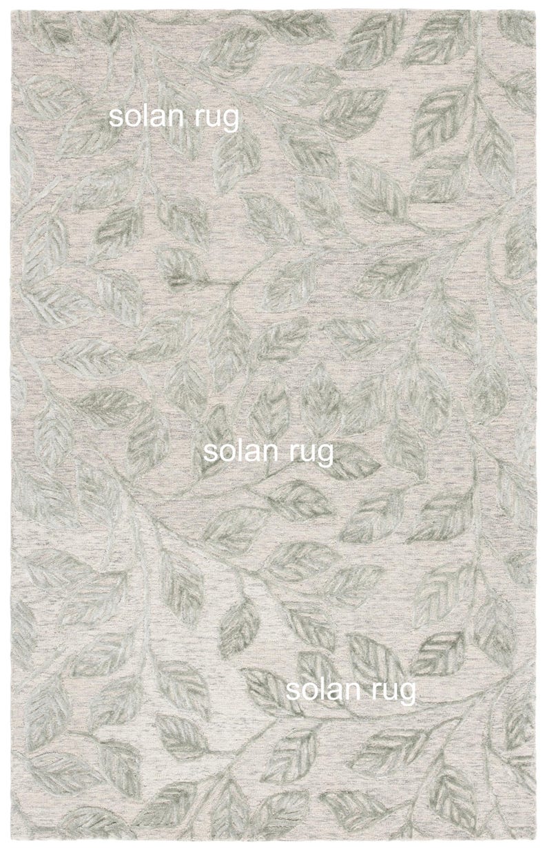 Hand Tufted Botanical Leaf Rug, Sage Green Floral Area Rug, Modern ...