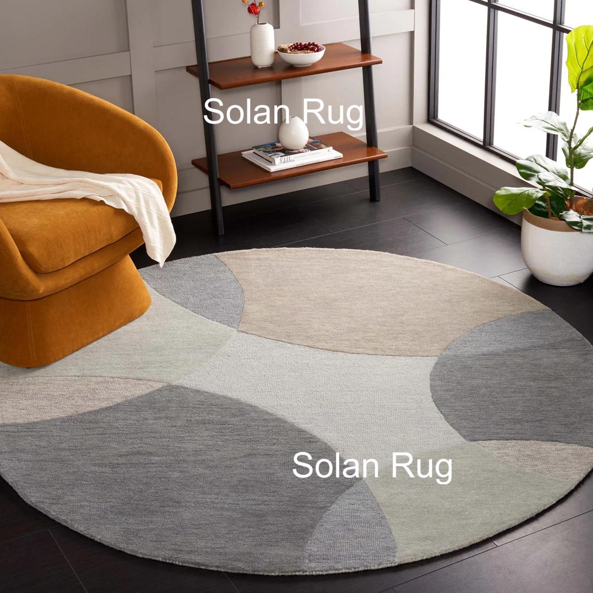 Modern Neutral Beige Grey Rug, Minimalist Geometric Carpet for Living ...