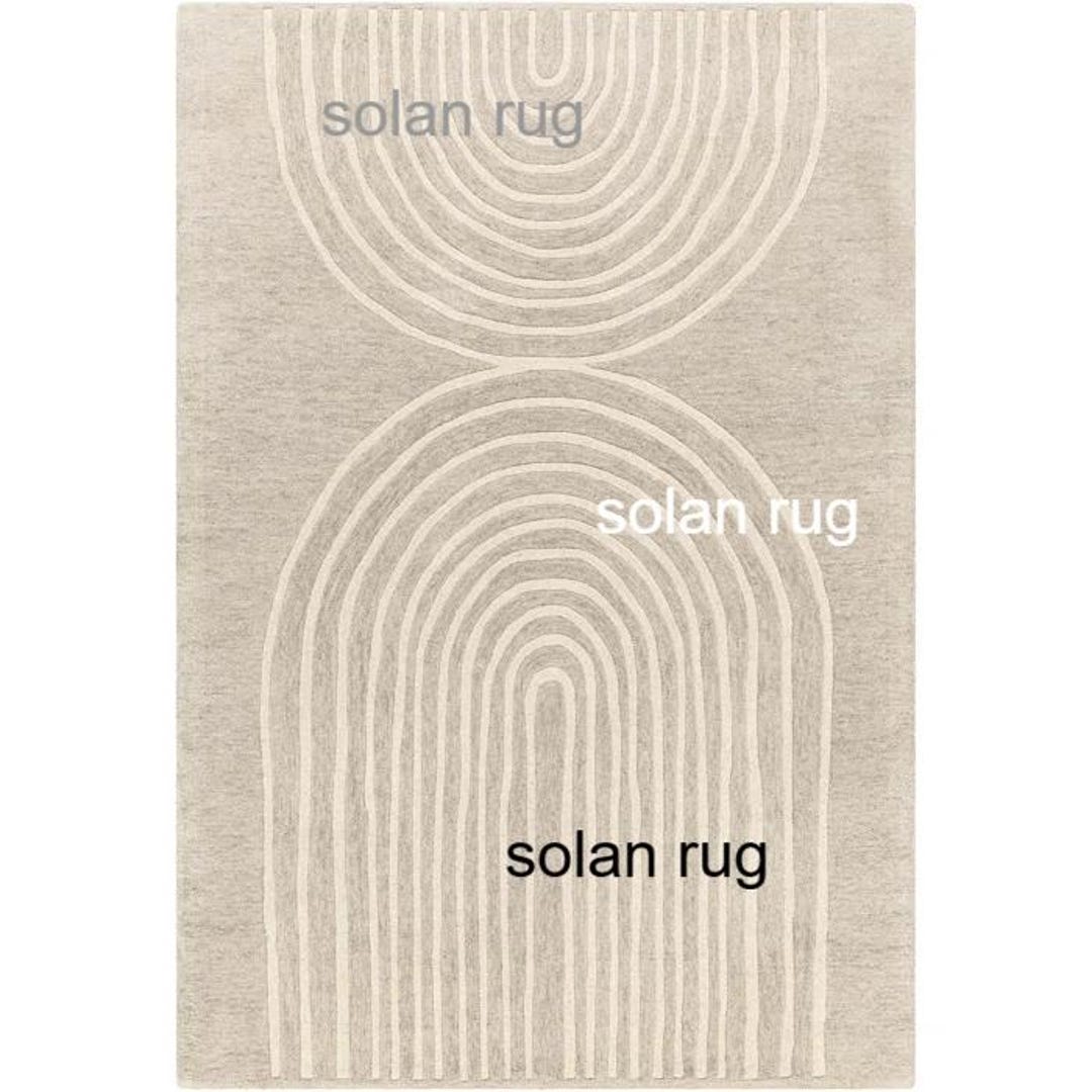 Modern Geometric Arch Rug, Beige Wool Area Rug, Minimalist Scandinavian ...