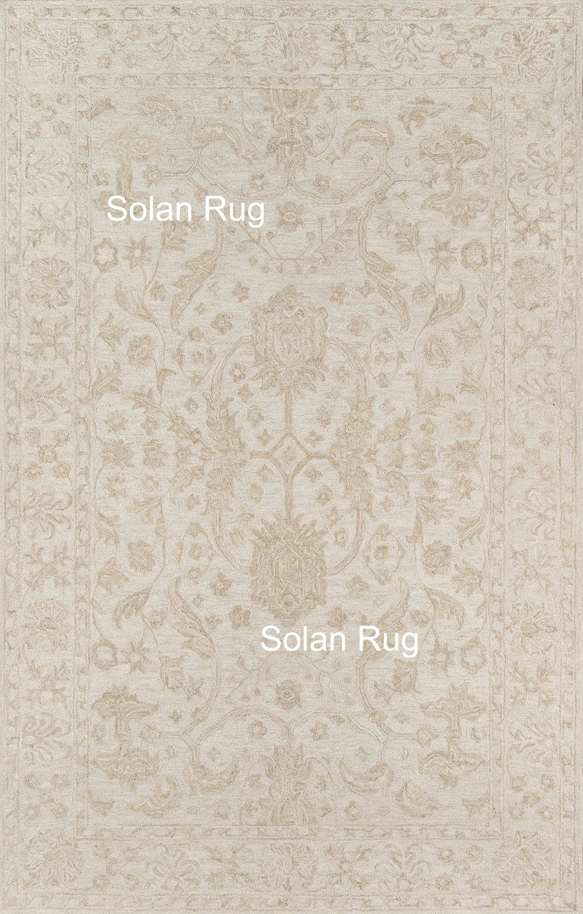 Cream and Beige Area Rug, Embossed Floral Wool Rug, Neutral Boho Living ...