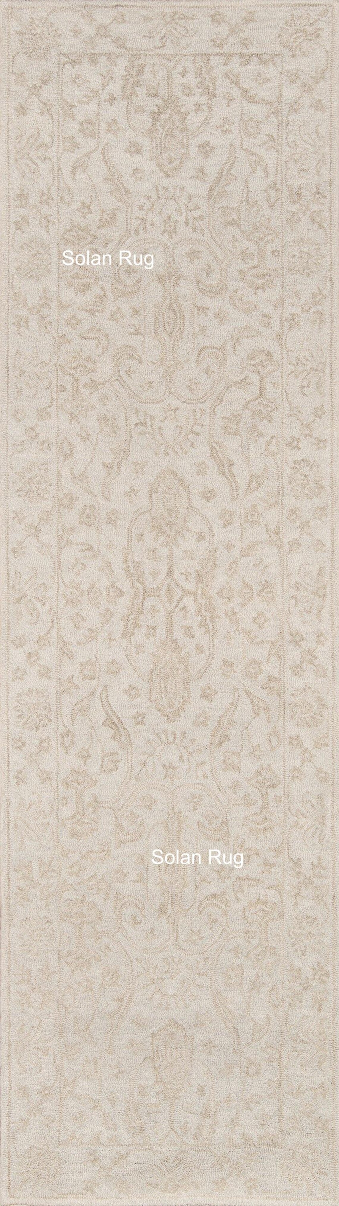 Cream and Beige Area Rug, Embossed Floral Wool Rug, Neutral Boho Living ...