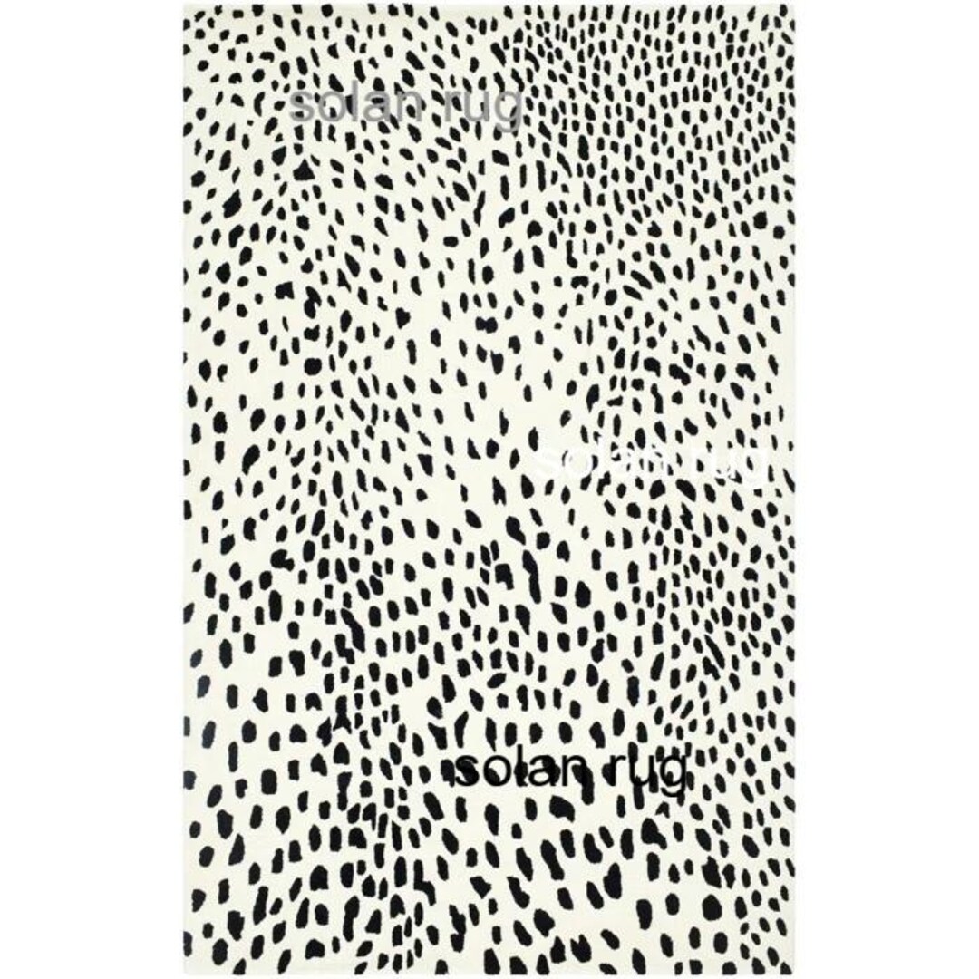 Black & Cream Animal Print Rug, Modern Leopard Pattern Area Rug, Hand ...